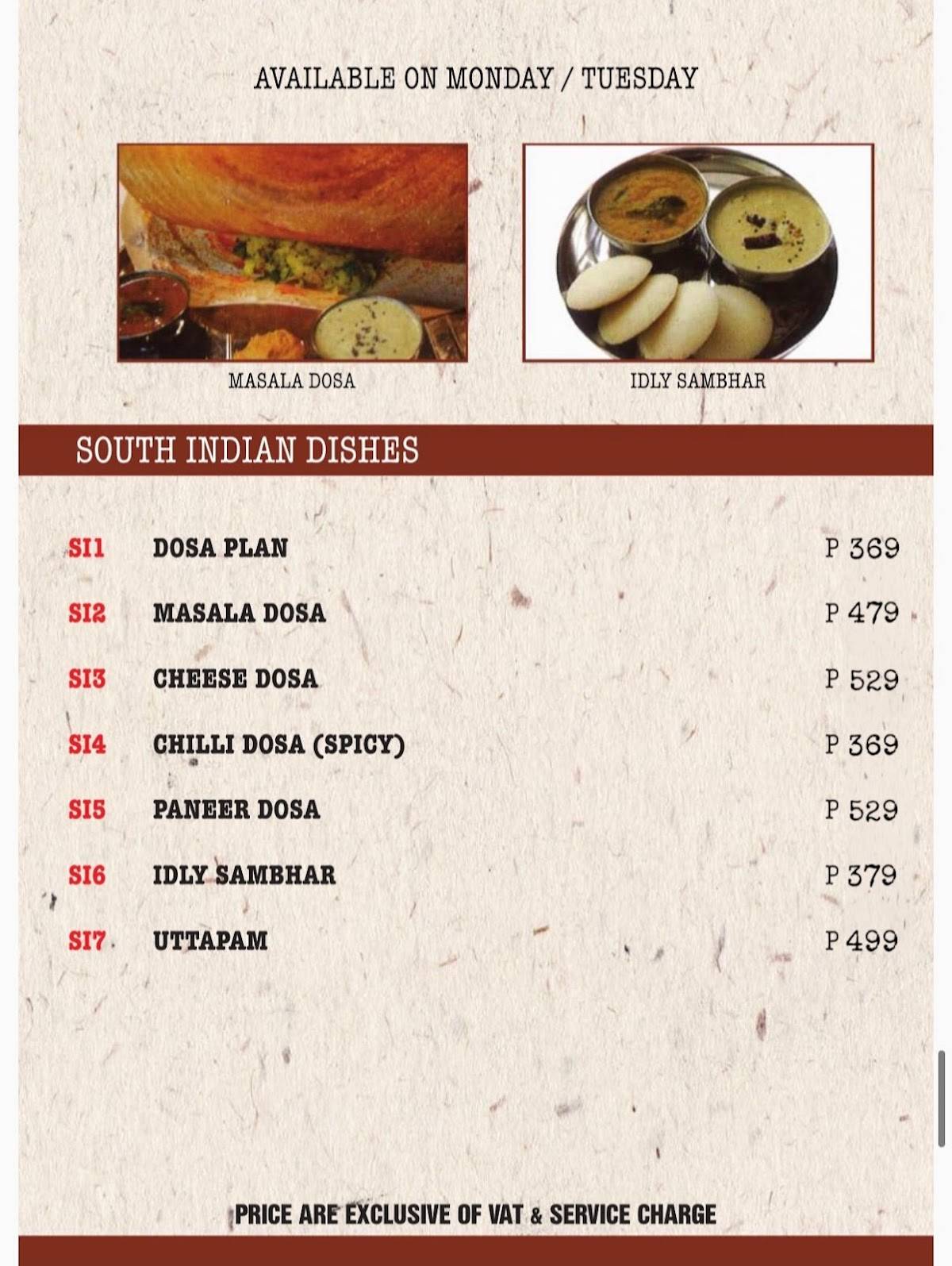 Menu at Royal Indian Curry House restaurant, Makati, General Luna