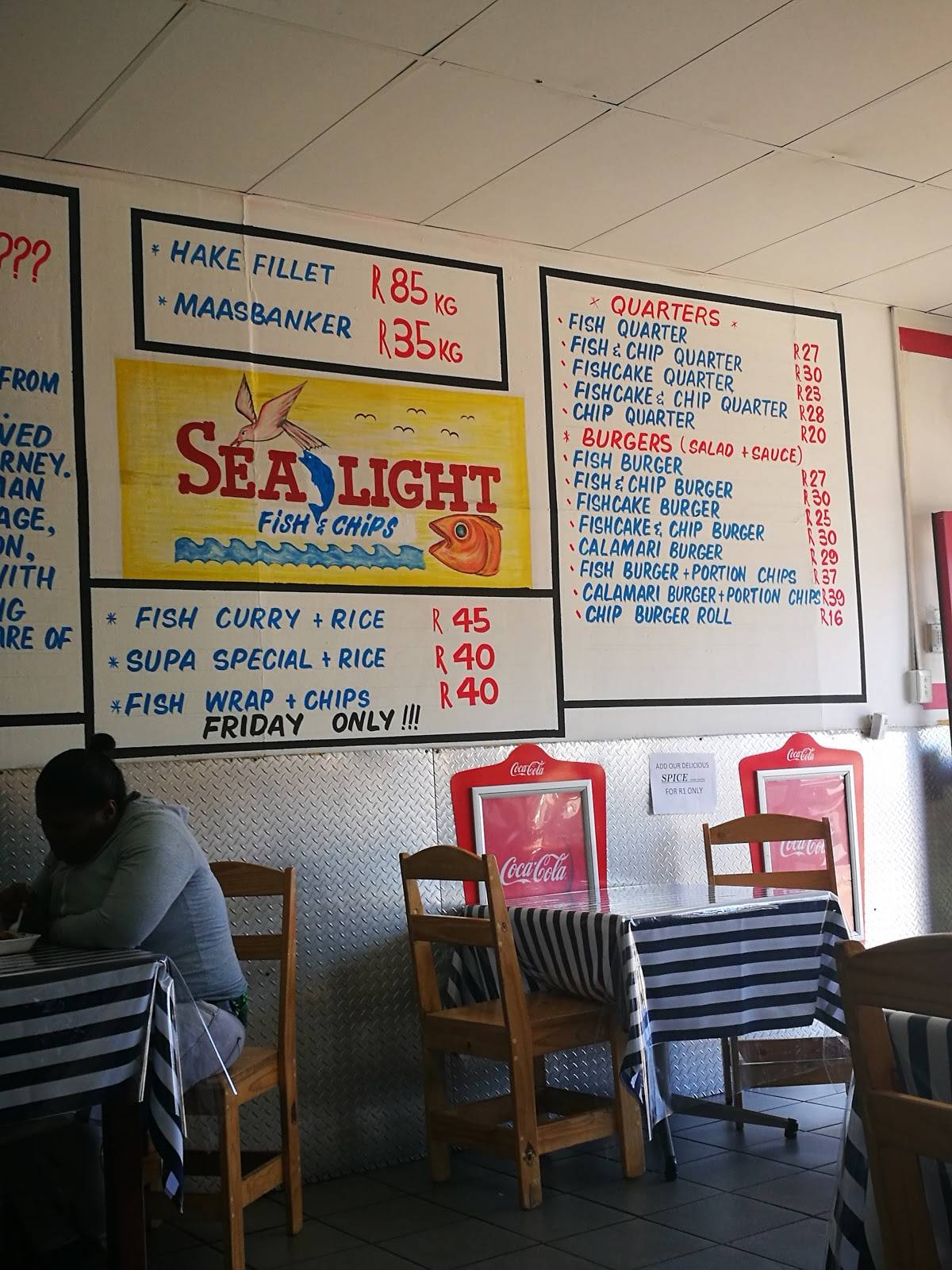 Menu at SEAFLIGHT FISHERIES restaurant, South Africa, 89 Commercial Rd