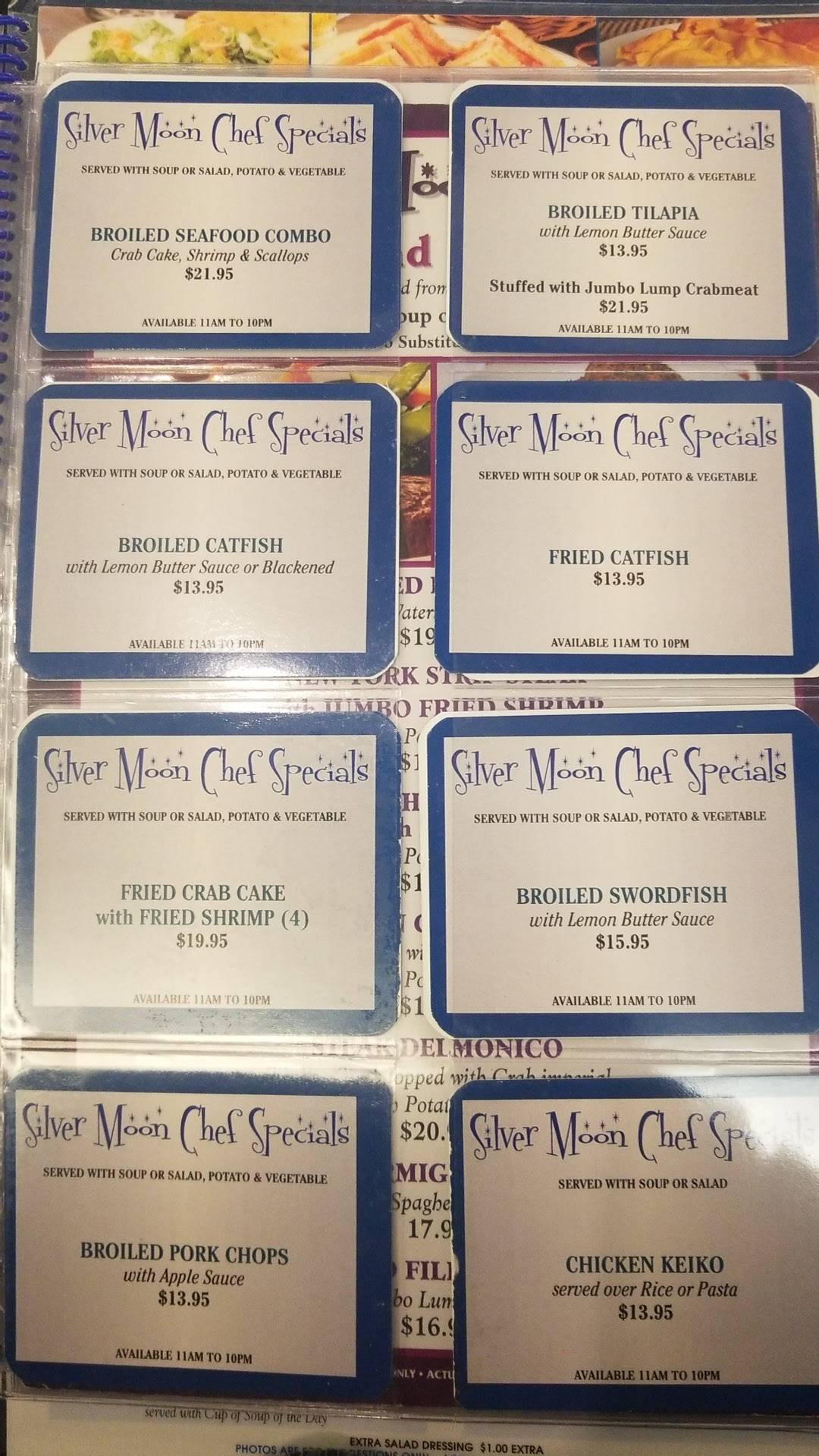 Menu at Silver Moon Diner restaurant, Middle River