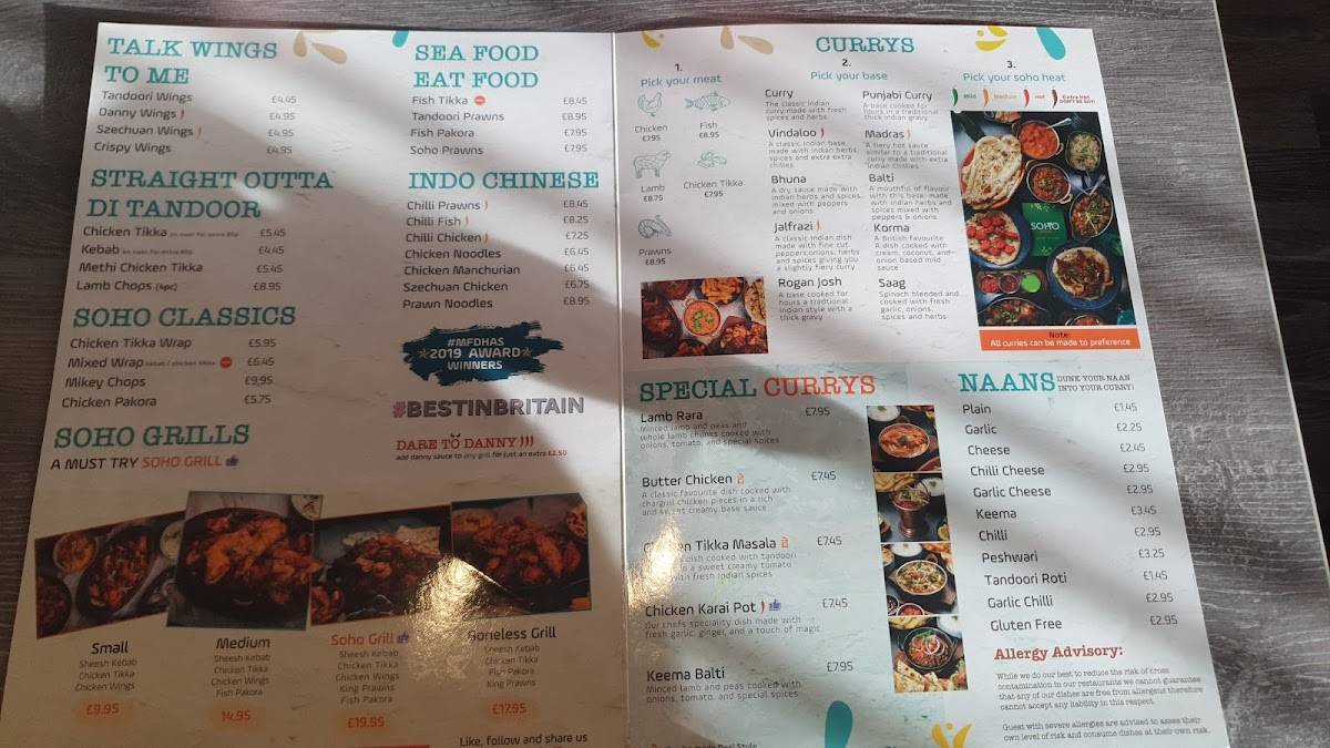 Menu at Soho Tavern Gateshead restaurant, Gateshead