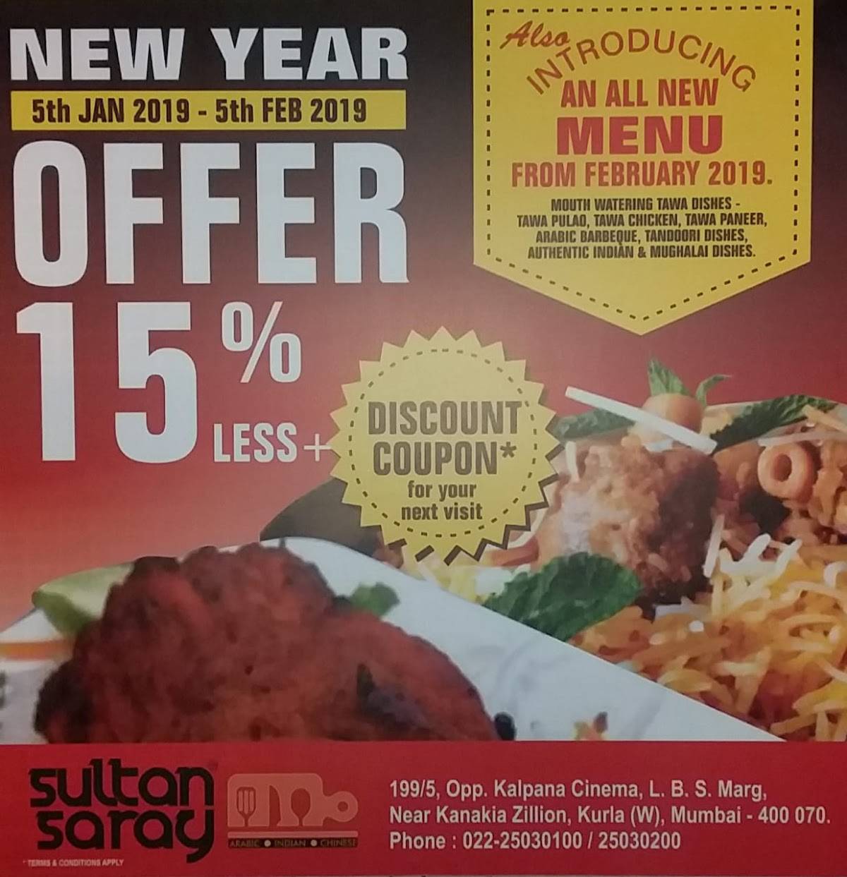Menu at Sultan Saray, Mumbai, 199/5