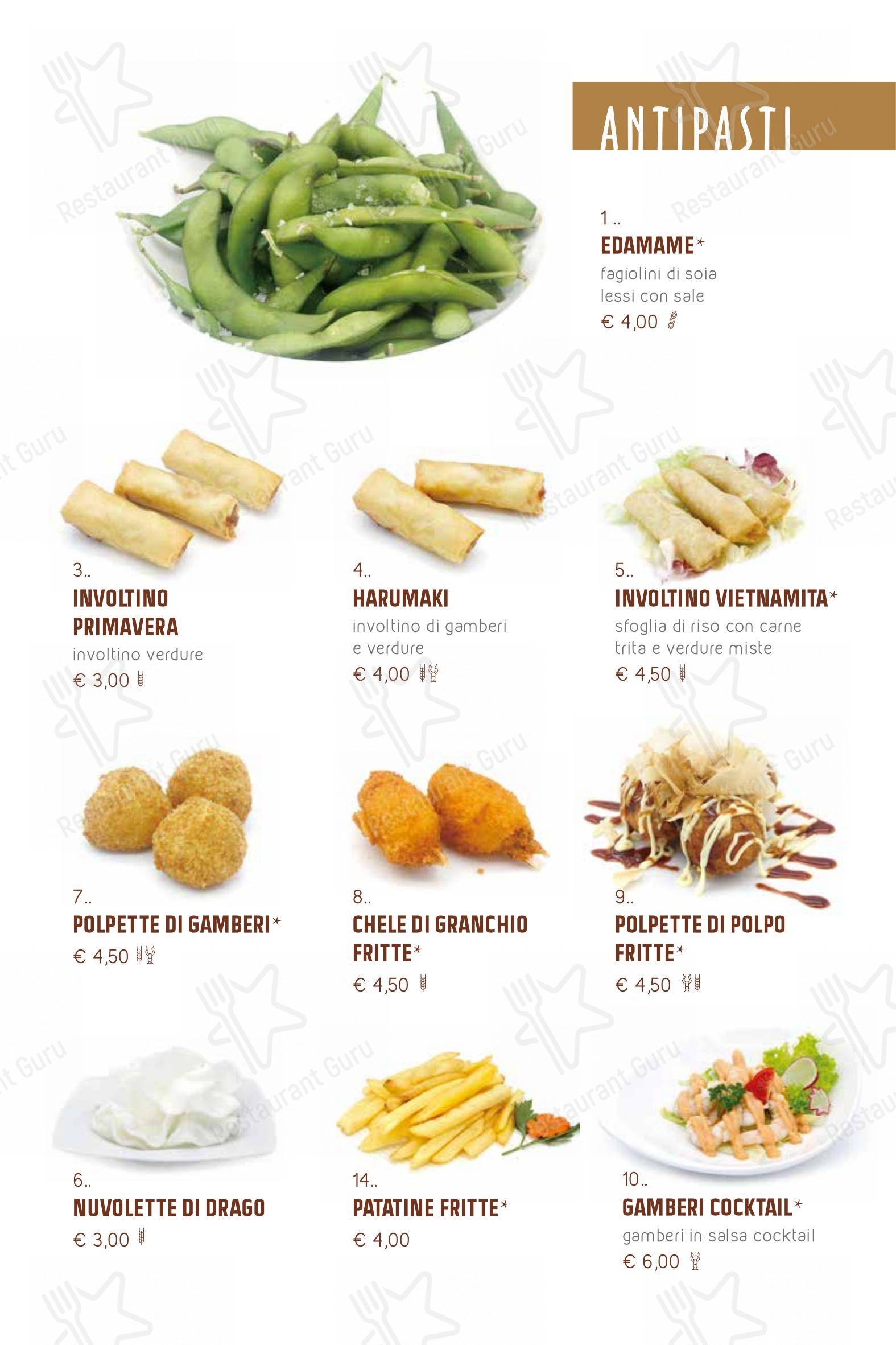 Menu da Sushi shou fusion restaurant, Segrate