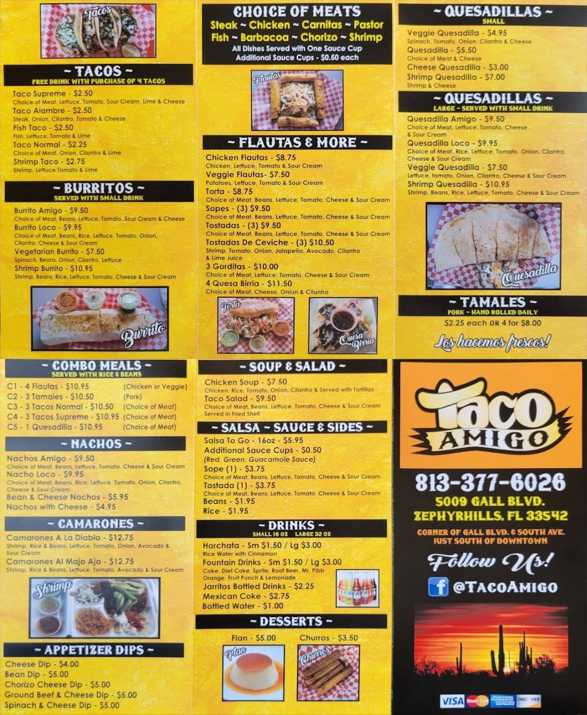 Menu at Taco Amigo restaurant, Zephyrhills, Gall Blvd