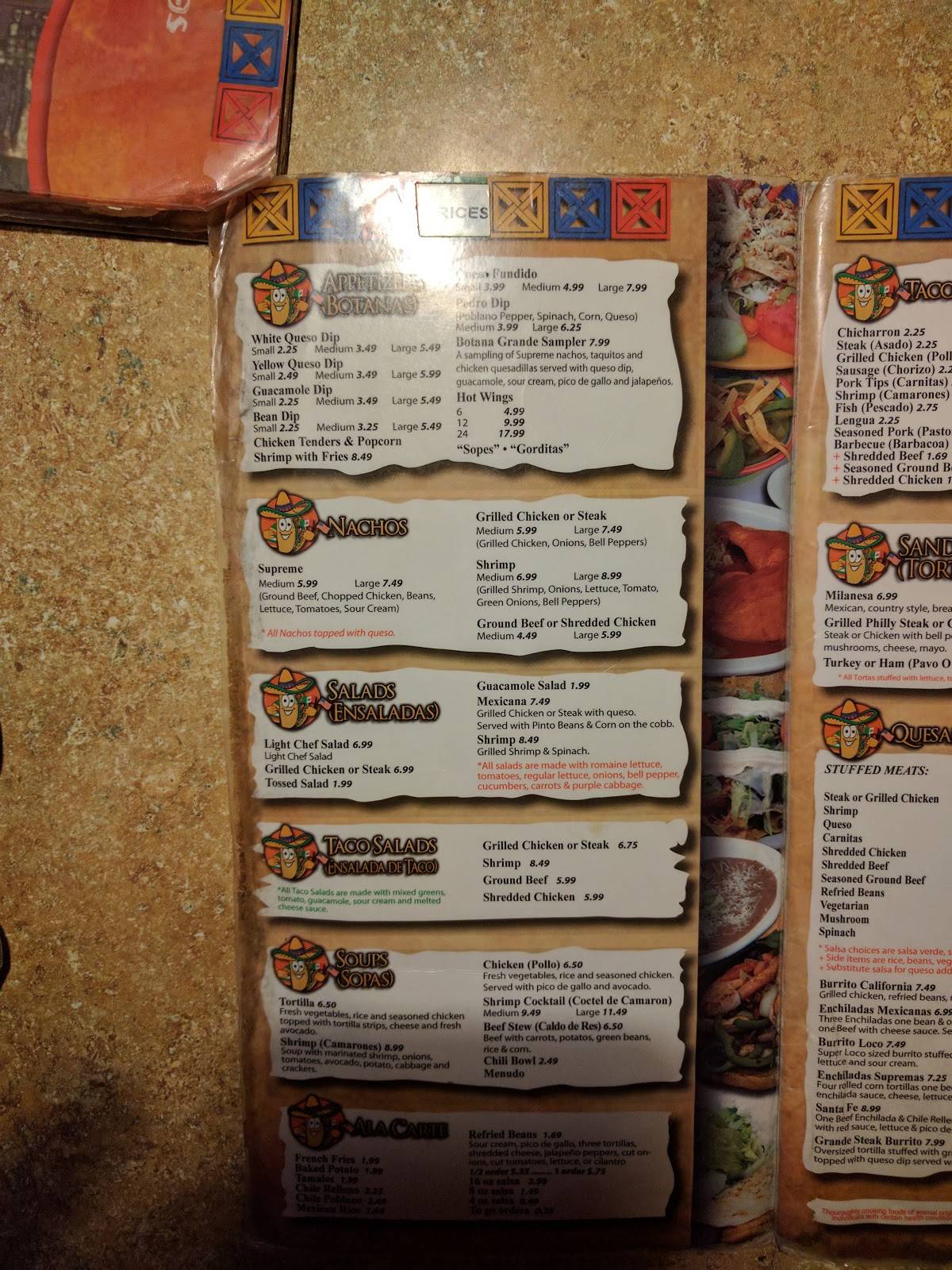 Menu at Taco Felix restaurant, Hernando, 390 E Commerce St
