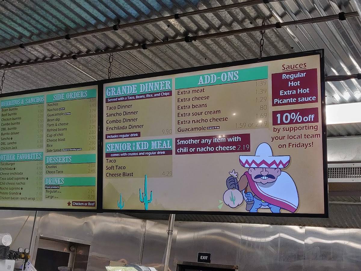 Menu at Taco Grande restaurant, Hays