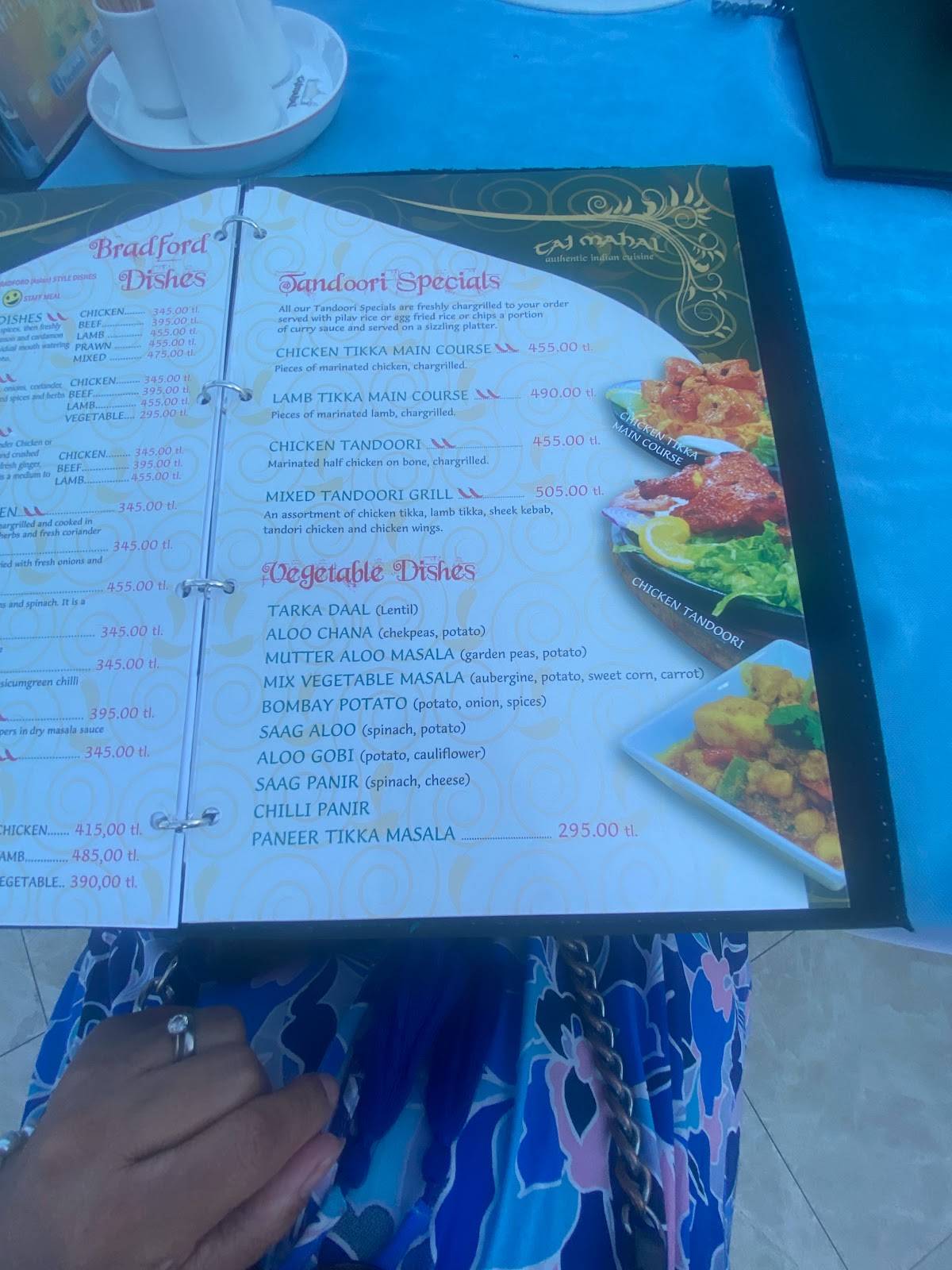 Menu at Taj Mahal, Marmaris, Karacan plaza Taj mahal rest