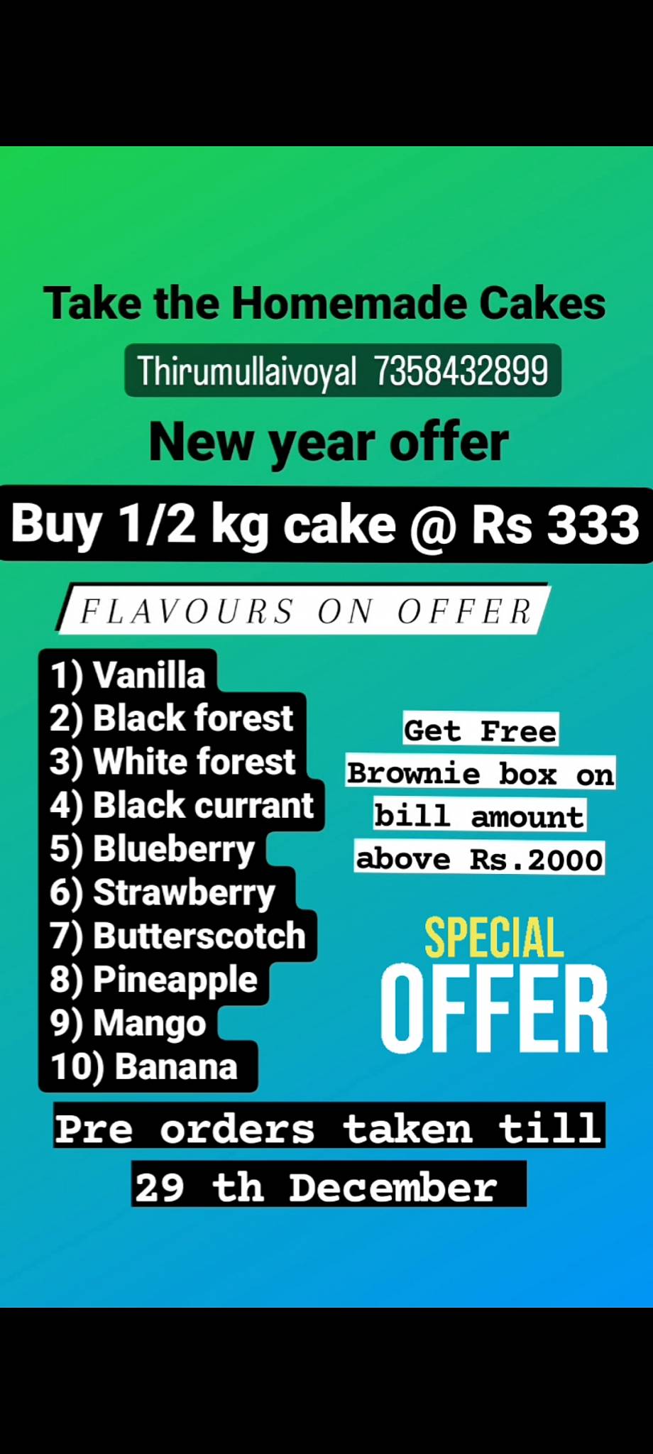 Menu at Take the homemade cakes, Chennai
