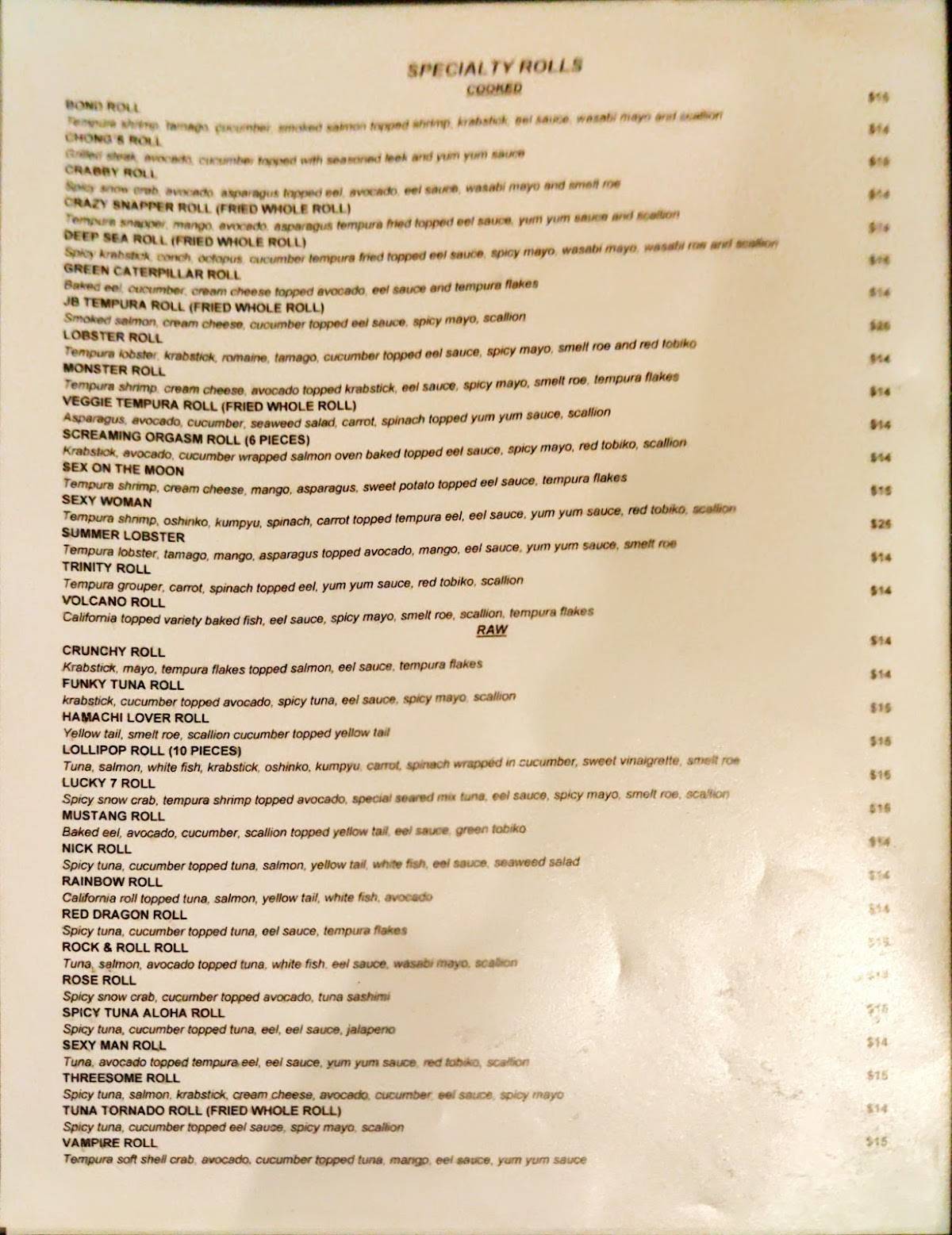 Menu at Thai Samurai Restaurant, New Port Richey, Little Rd