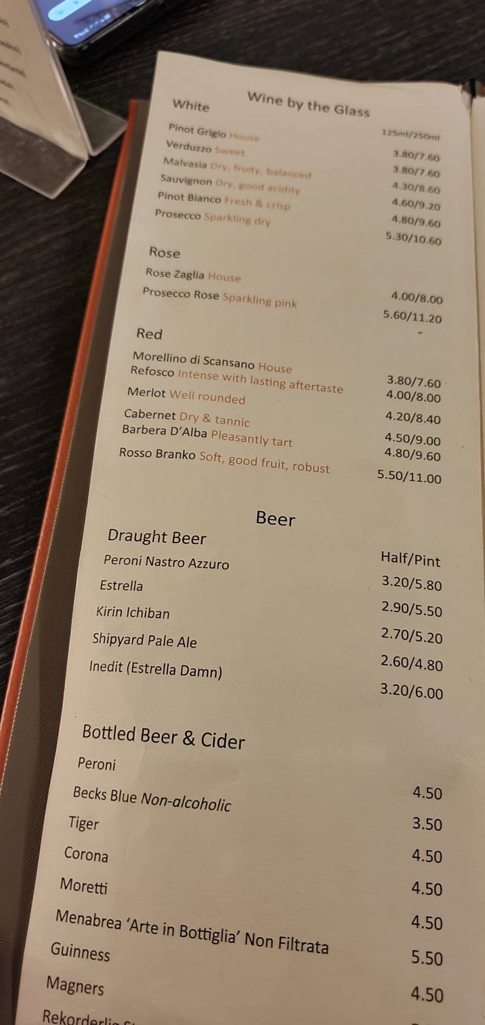 Menu at The Italian Orchard restaurant, Preston, 96 Whittingham Ln
