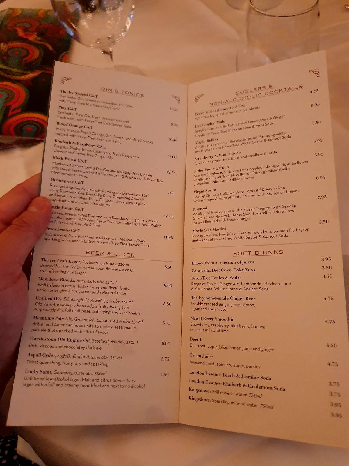 Menu at The Ivy Exeter restaurant, Exeter