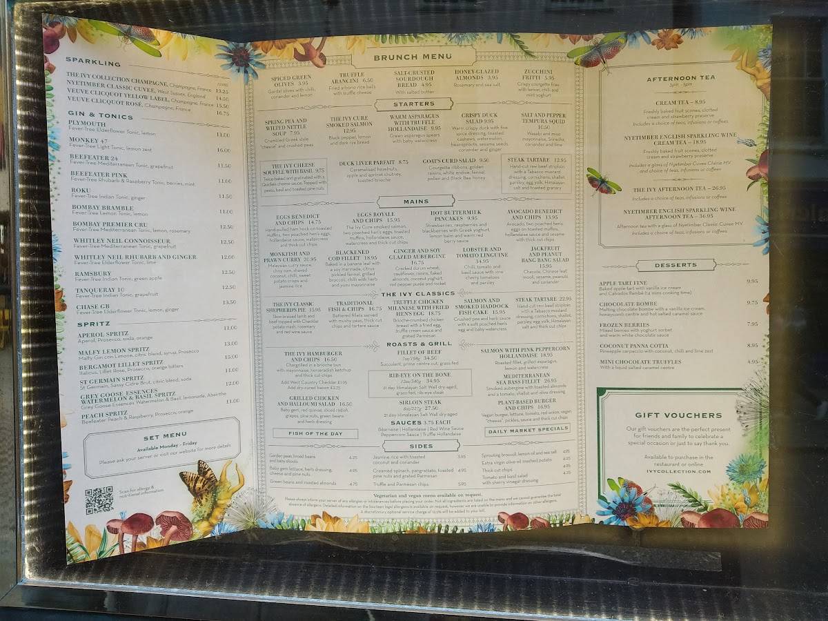 Menu at The Ivy Exeter restaurant, Exeter