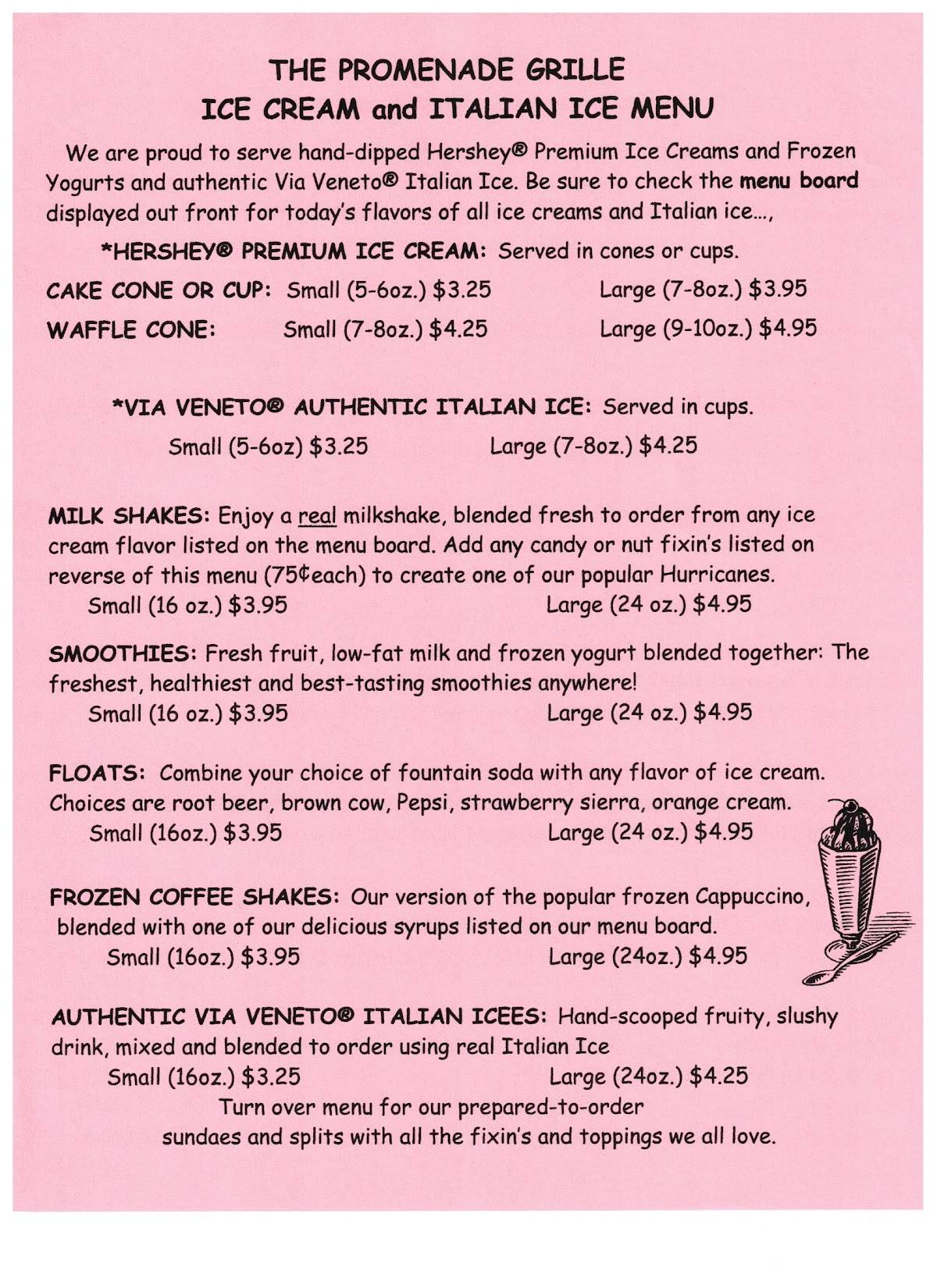 Menu at The Promenade Grille restaurant, Havre de Grace