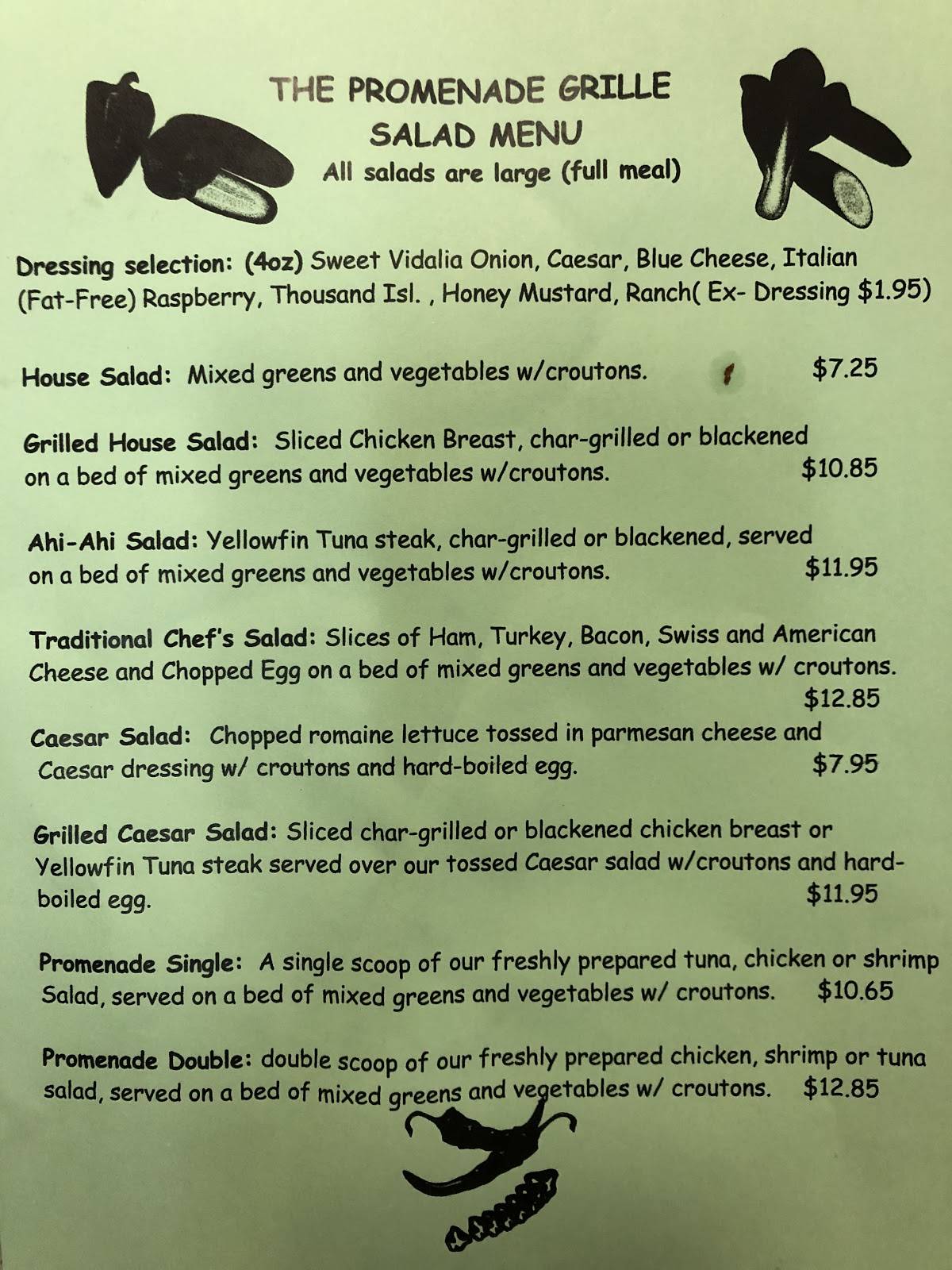 Menu at The Promenade Grille restaurant, Havre de Grace
