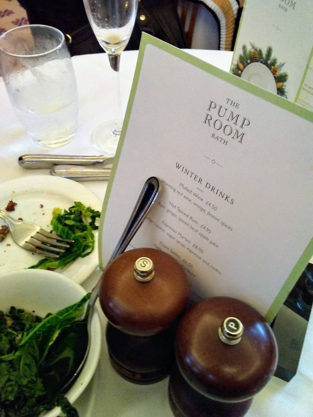Menu at The Pump Room Restaurant, Bath
