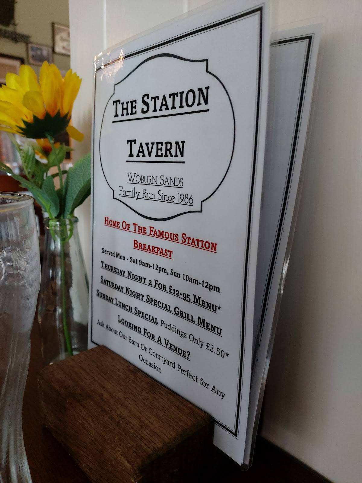 Menu at The Station Tavern restaurant, Woburn Sands