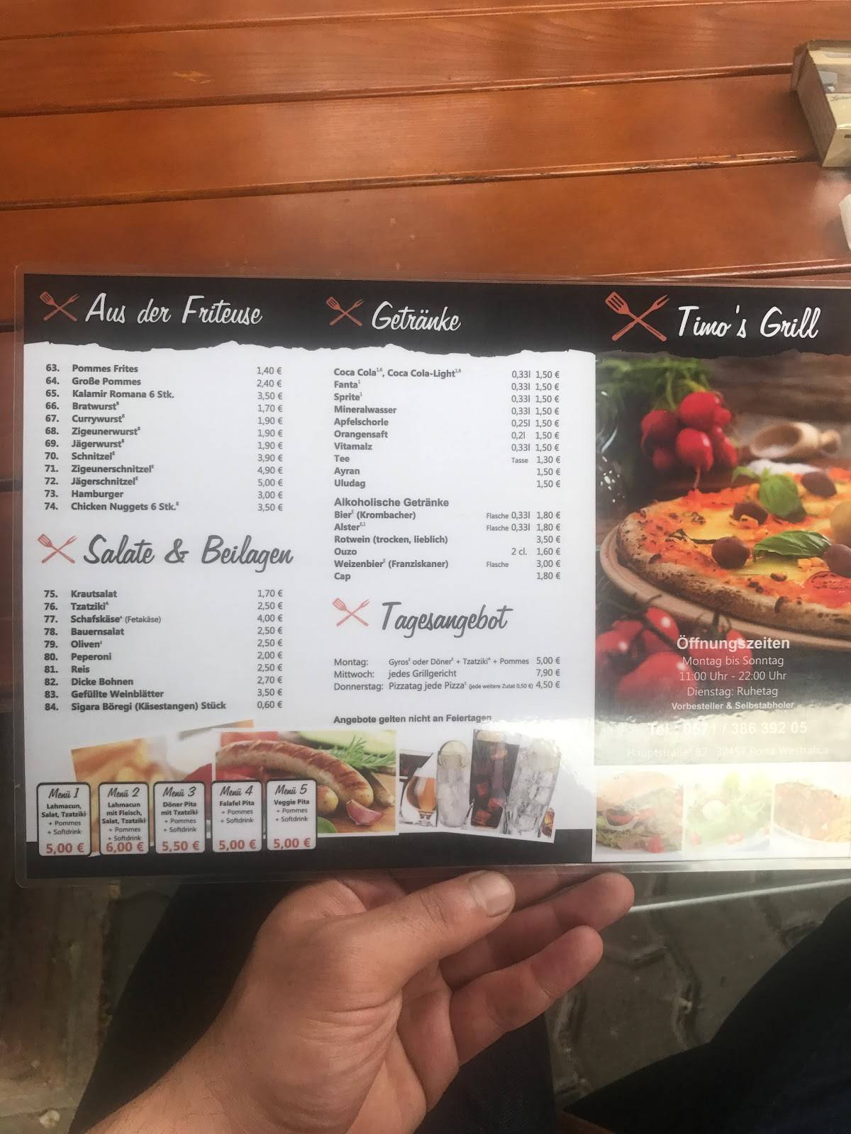 Speisekarte von Timo's grill restaurant, Porta Westfalica