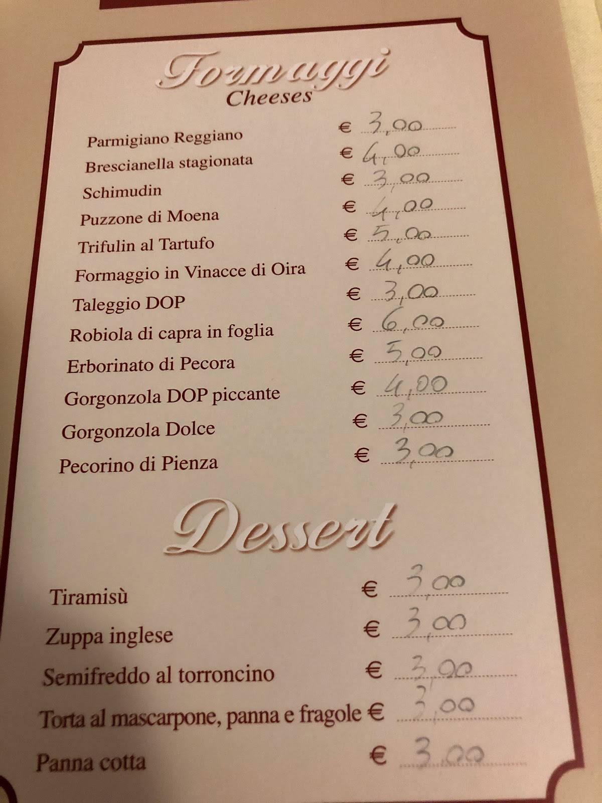 Menu da Trattoria Sant'Anna ristorante, Poviglio