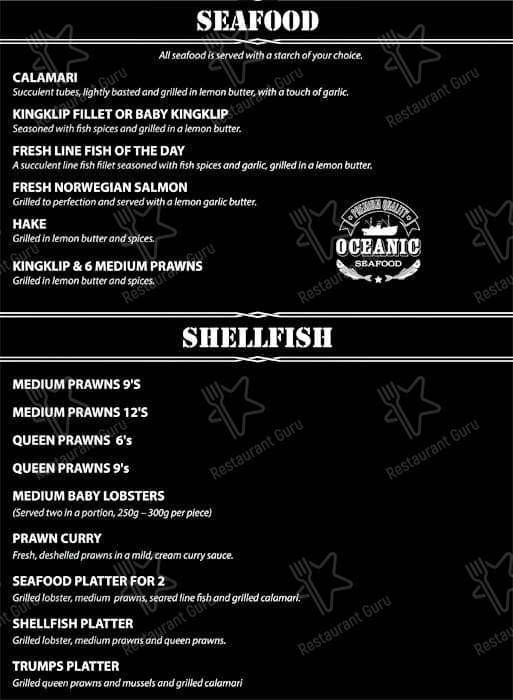 Menu at Trumps Grillhouse and Butchery pub & bar, Sandton