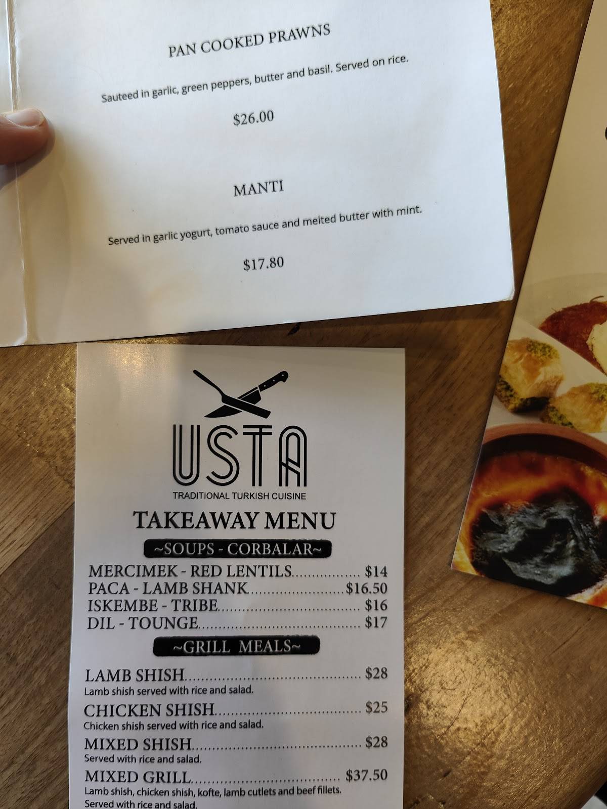 Menu at Usta Restaurant, Greenvale