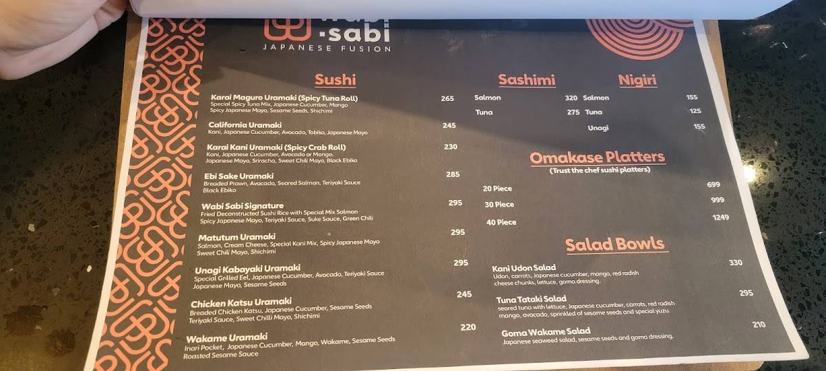 Menu at WABI SABI JAPANESE FUSION restaurant, Koronadal City