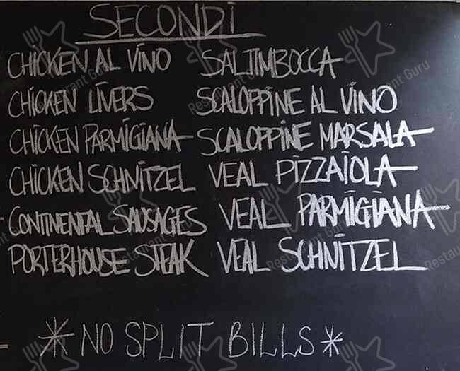 Menu at The Waiters Restaurant, Melbourne