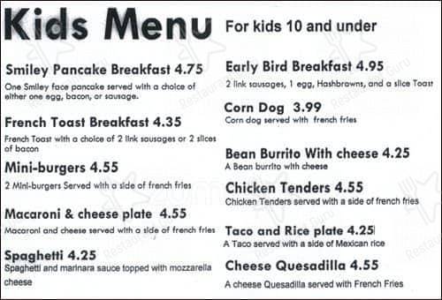 Menu at Westwood Inn restaurant, Lakewood
