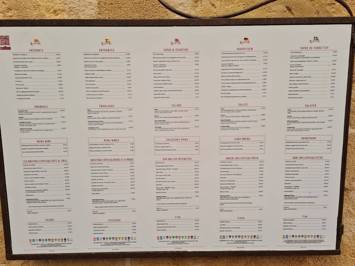 Carta del restaurante basico steak house, Alcúdia