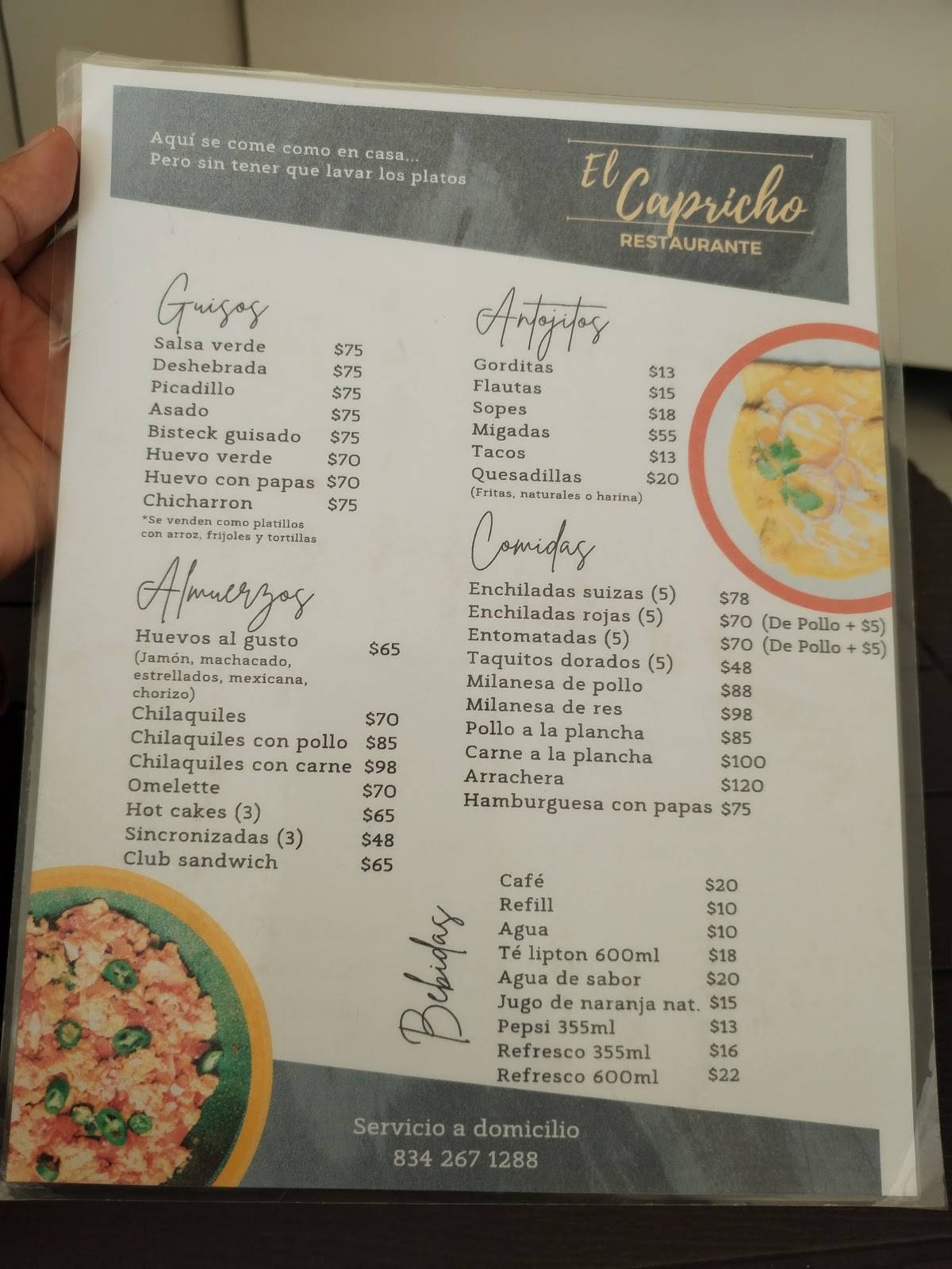 Menu at Restaurante El Capricho, Ciudad Victoria