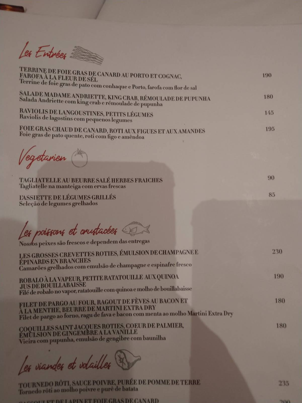 Menu em Restaurante Les Présidents - Erick Jacquin, São Paulo