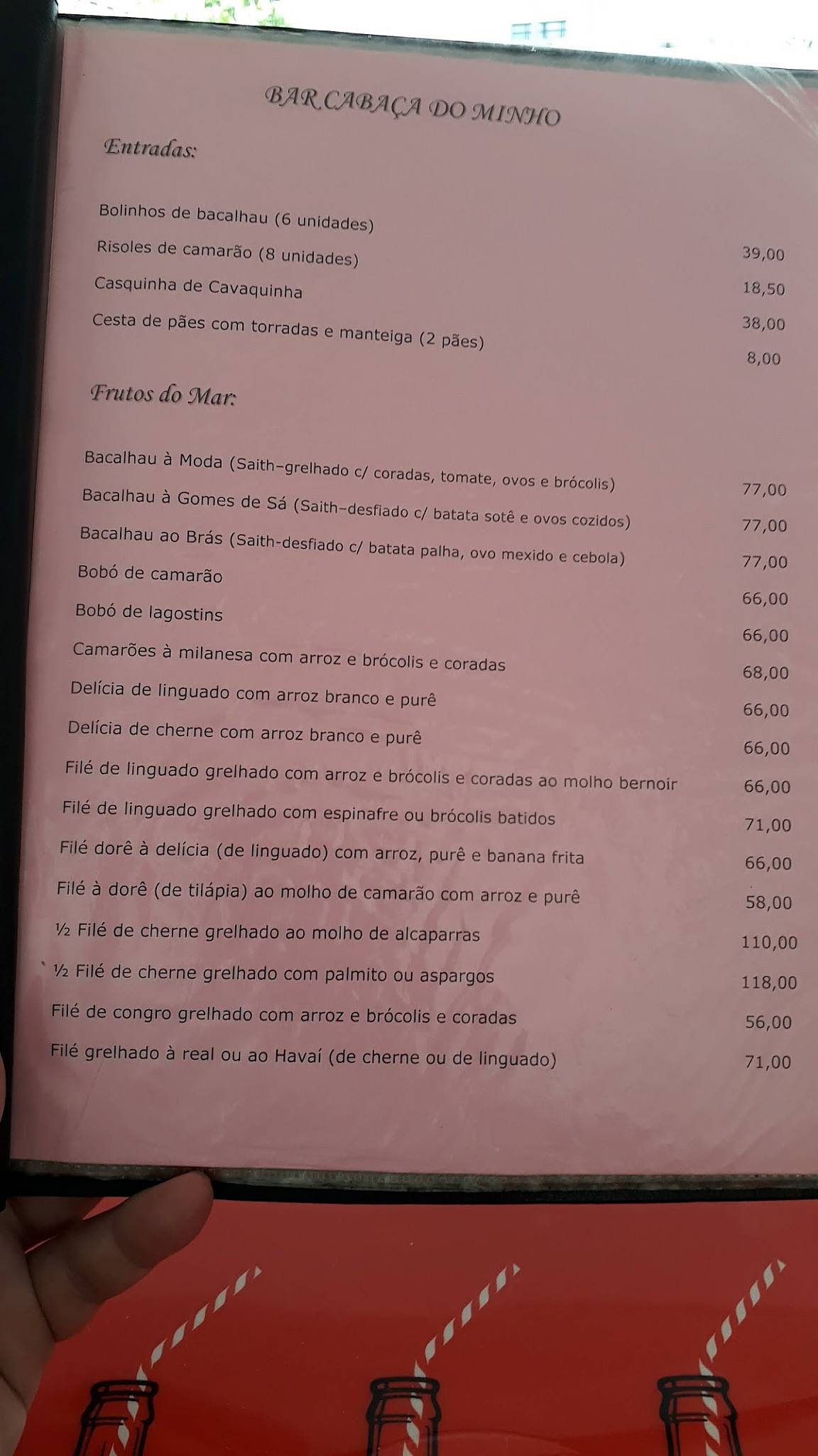 Menu em Restaurante Rio Minho, Rio de Janeiro