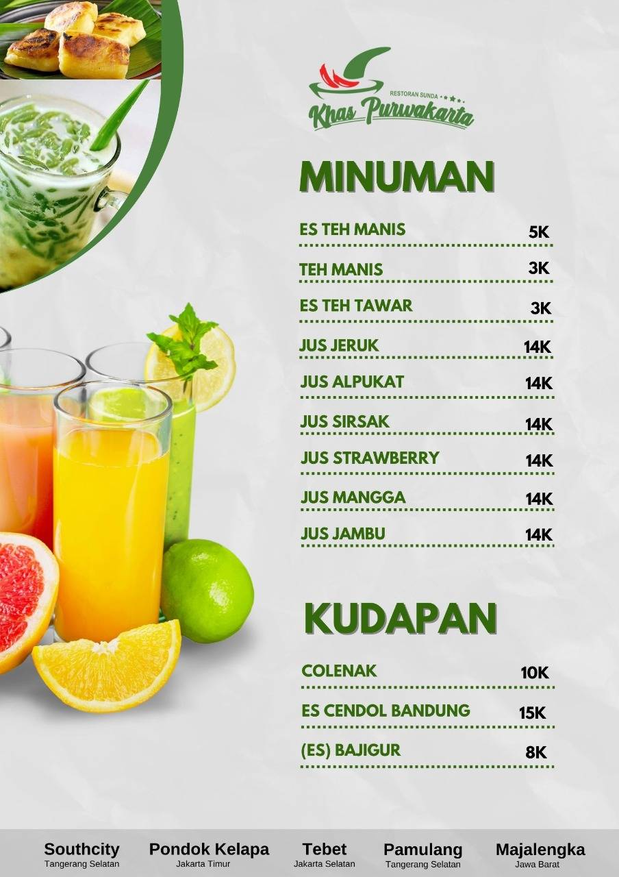 Menu at Resto Sunda Khas Purwakarta Pd Kelapa restaurant, East Jakarta