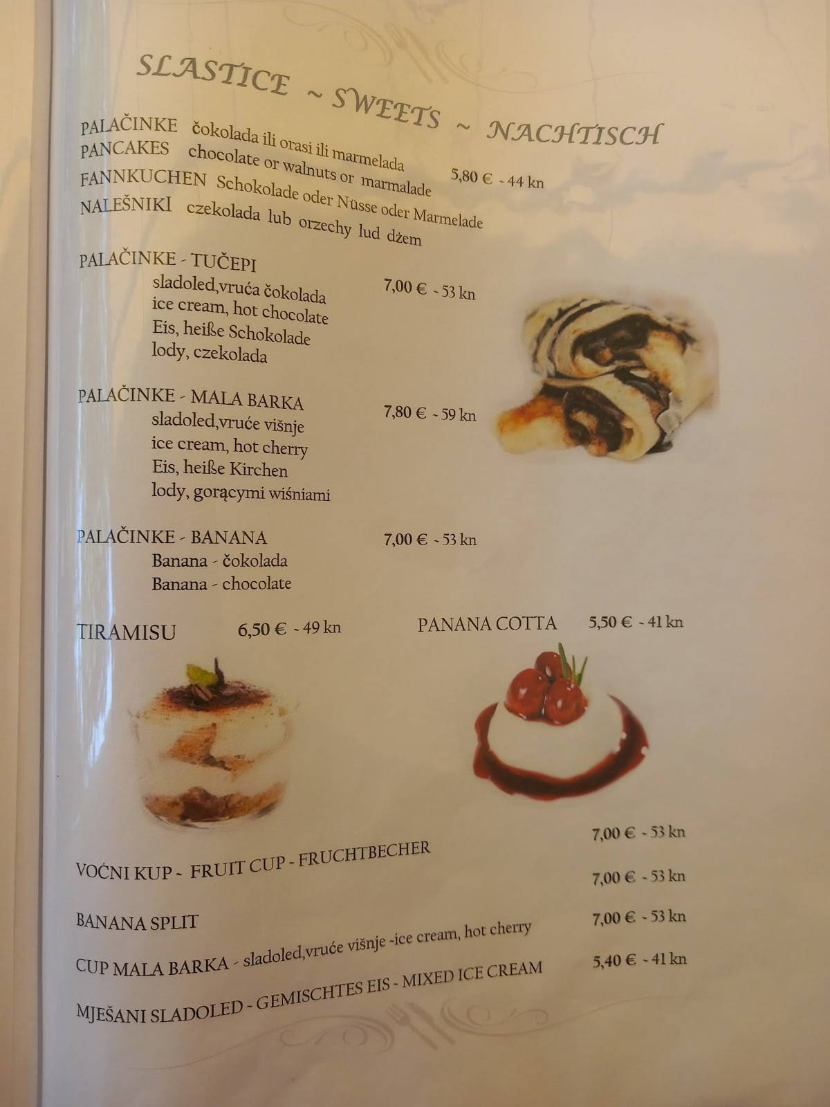 Menu at Restoran - Mala Barka, Tučepi
