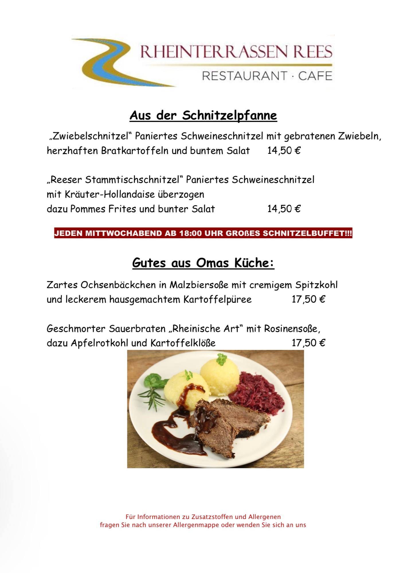 Speisekarte von Collins Andrea Rheinterrassen restaurant, Rees
