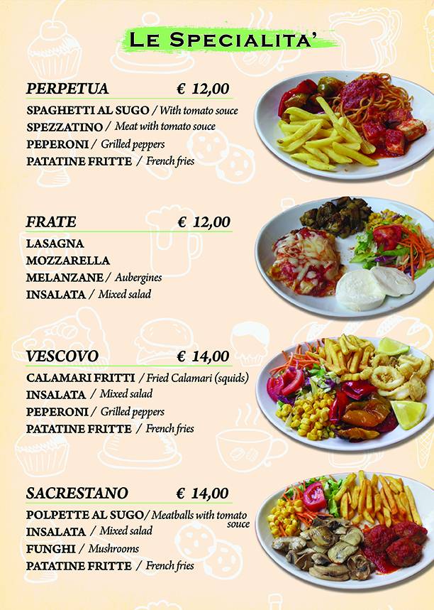 Menu da Ristorante Cucina Italiana, Roma