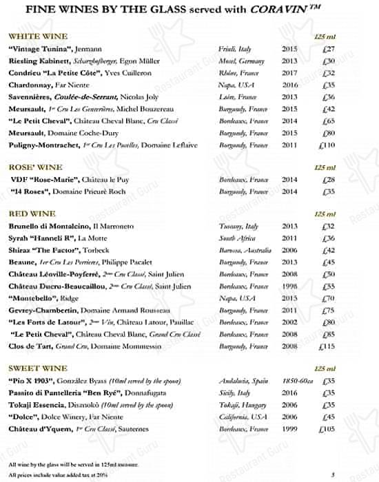 Menu at The Ritz Restaurant, London