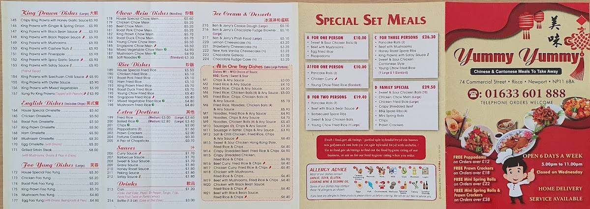 Menu at Yummy Yummy restaurant, Rogerstone