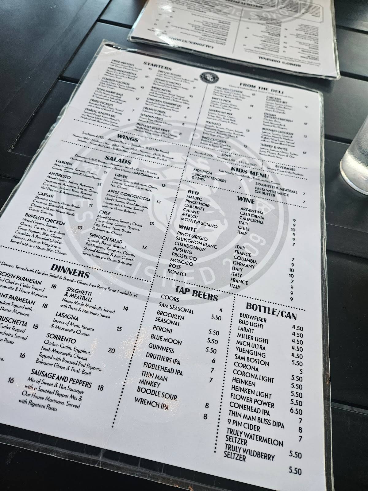 Menu at Romo's Pizza pizzeria, Glenmont