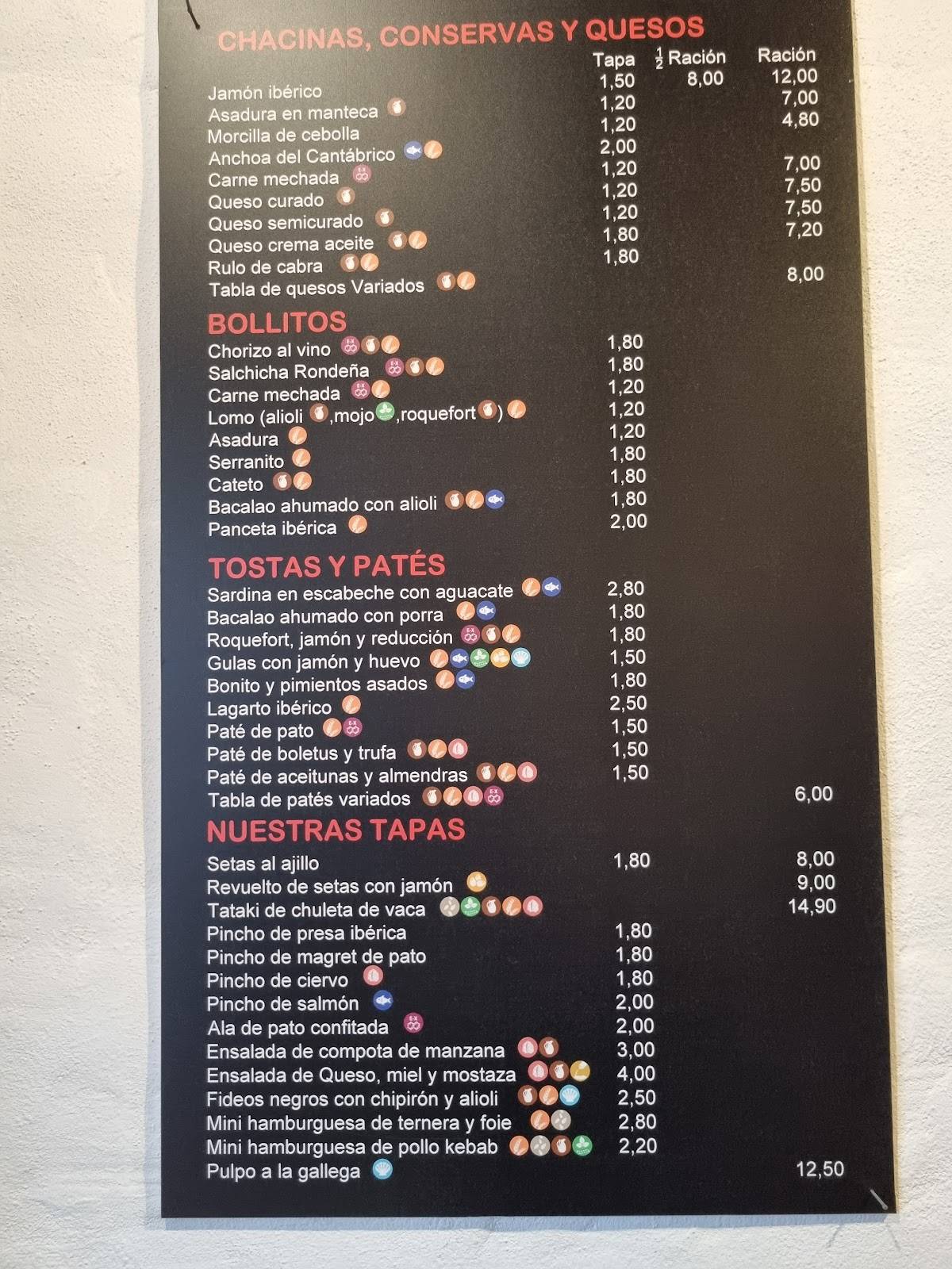 Menu at Entre Vinos pub & bar, Ronda