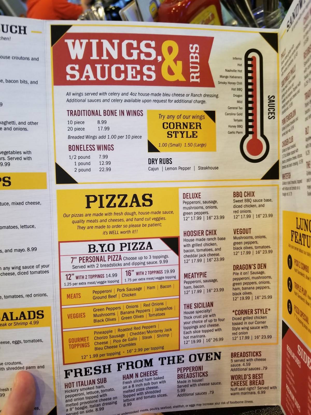 Menu at The New Pal Pub, New Palestine