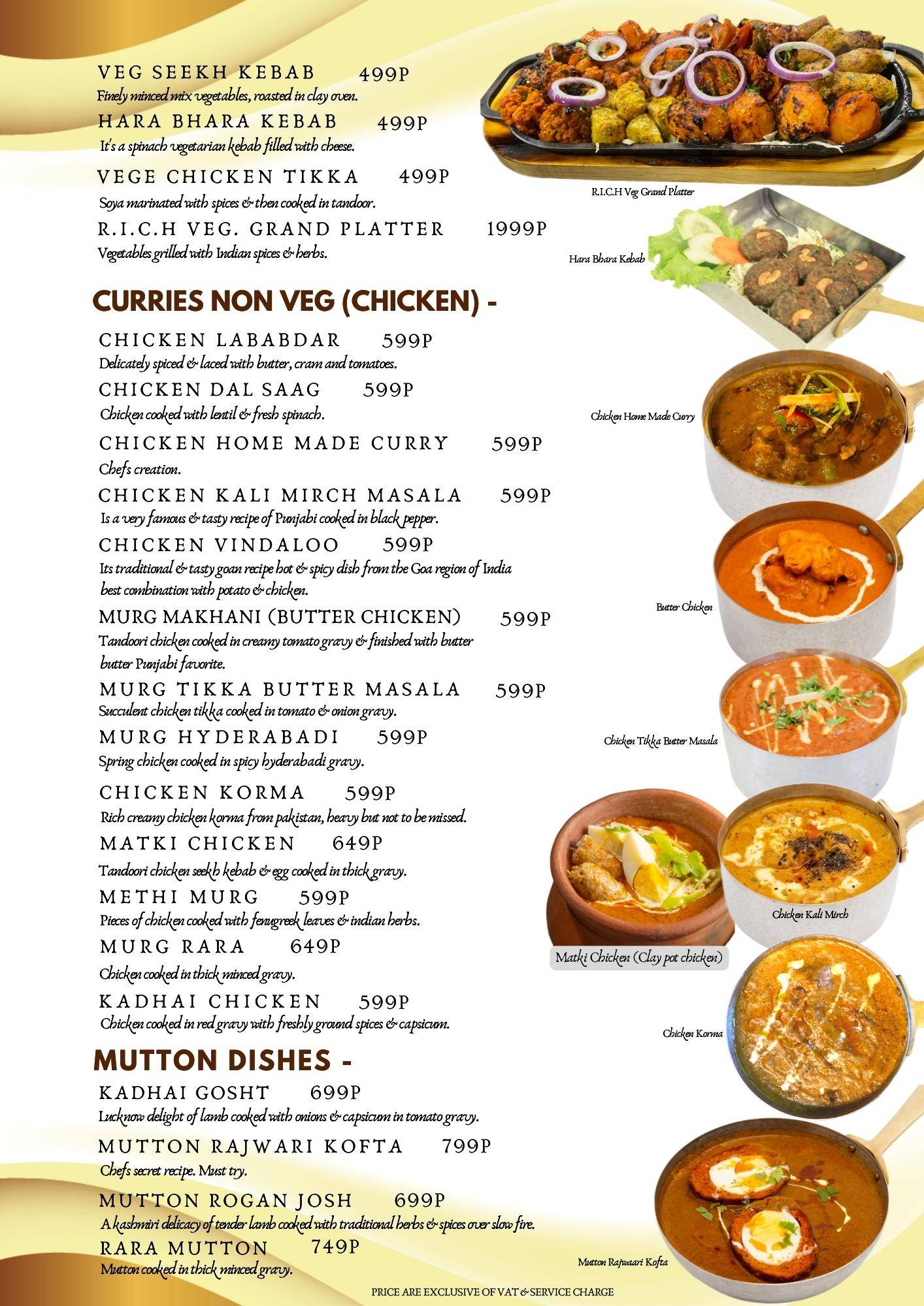 Menu at Royal Indian Curry House restaurant, Makati, General Luna