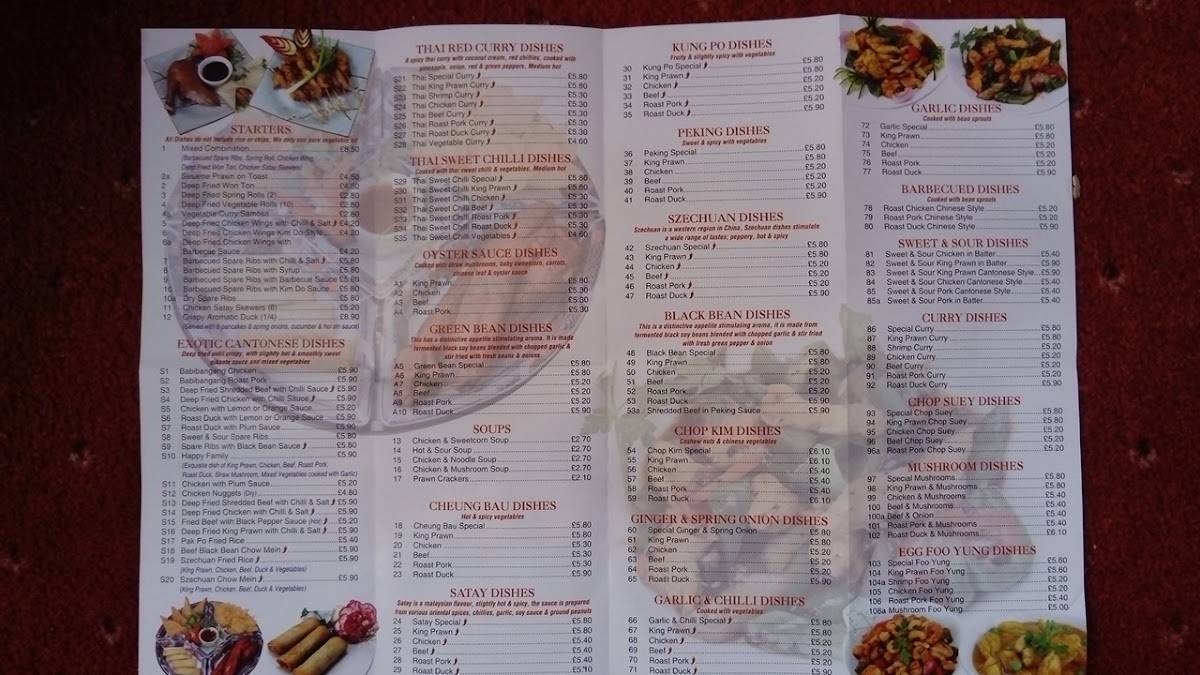 Menu at Ruby Cantonese fast food, North Somercotes