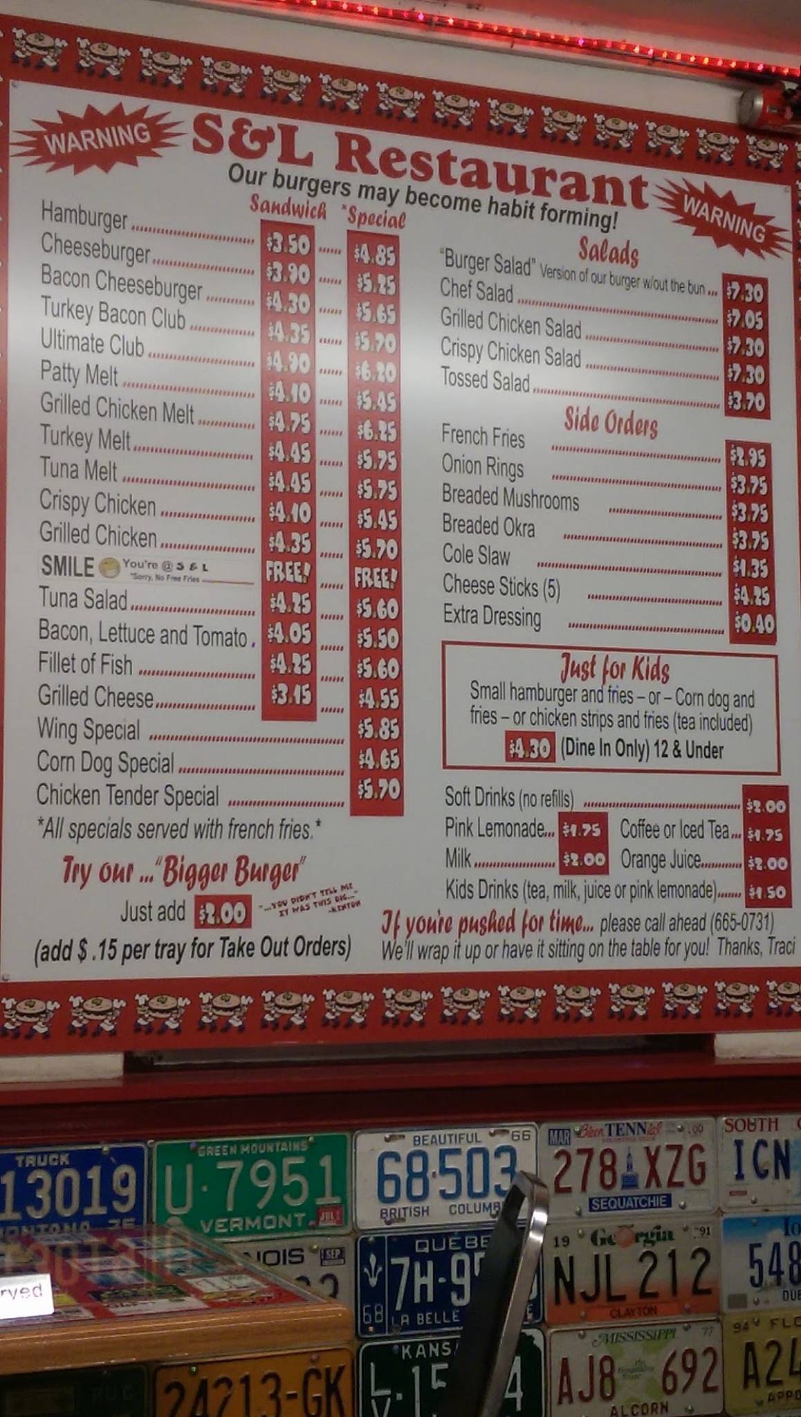 Menu at S&L Restaurant, Lakeland