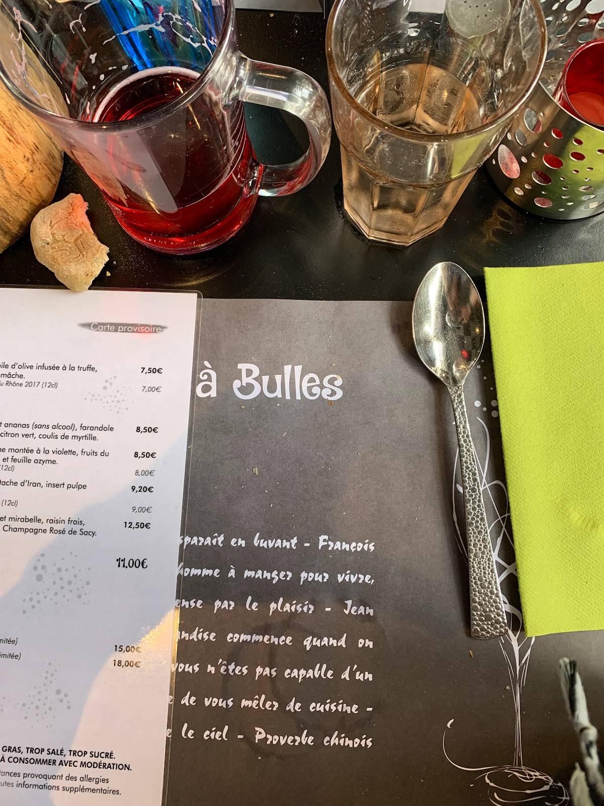 Menu au Le comptoir à Bulles restaurant, Sacy, 6 Pl. Saint-Avertin