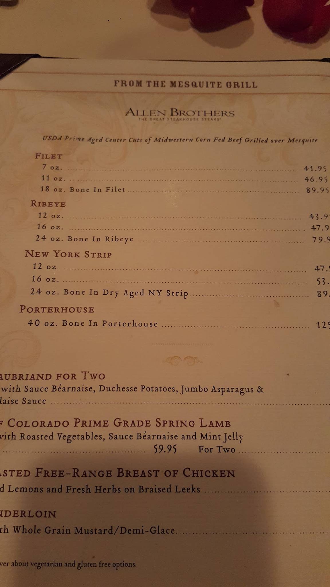 Menu at Bohanan's Prime Steaks and Seafood pub & bar, San Antonio