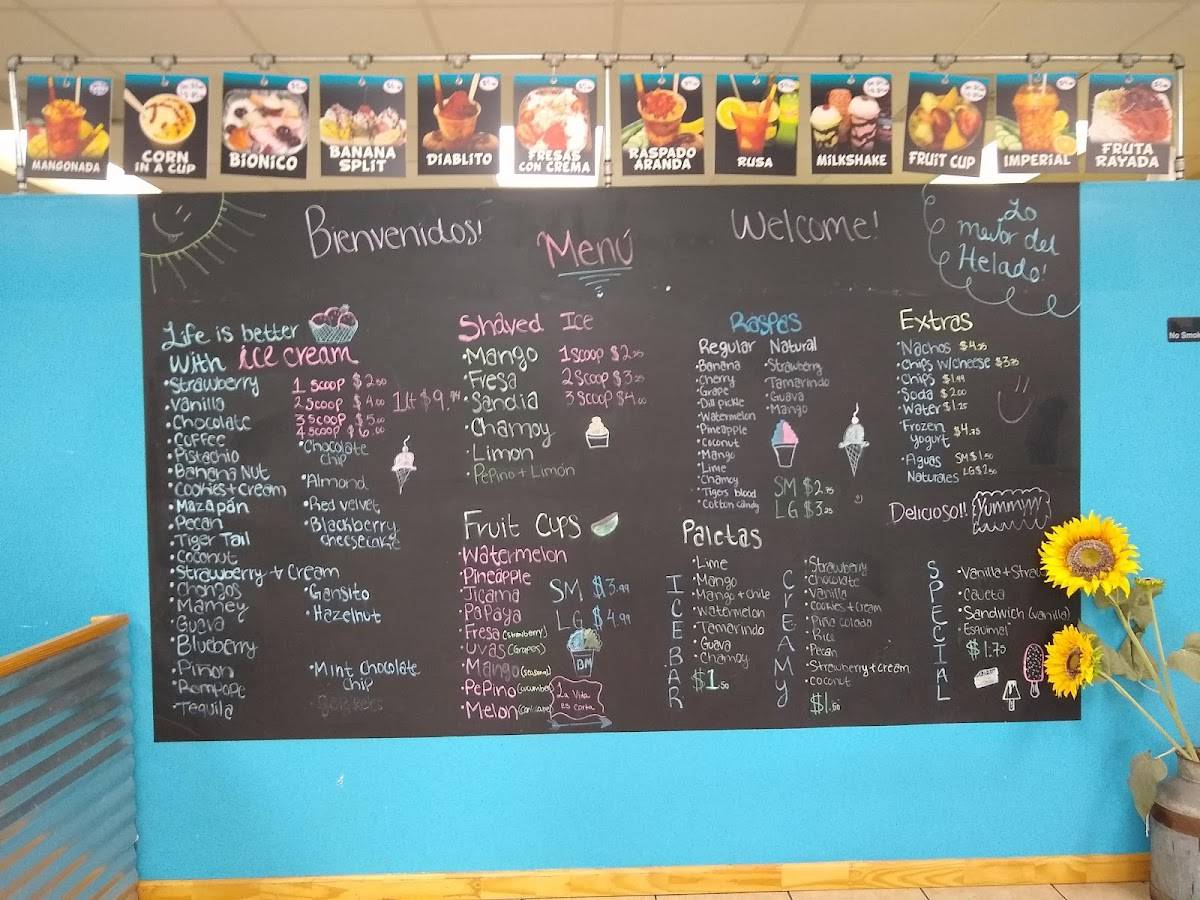 Carta del restaurante Helados Aranda, San Antonio, Nacogdoches Rd