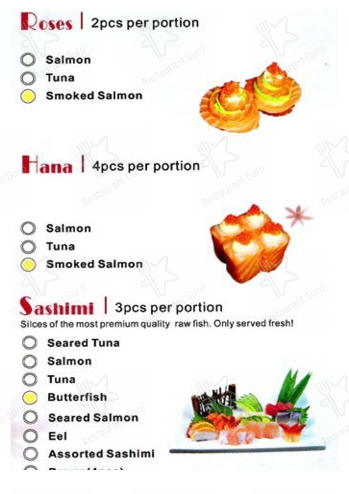 Menu at Yamakado Sushi Restaurant Fourways, Sandton