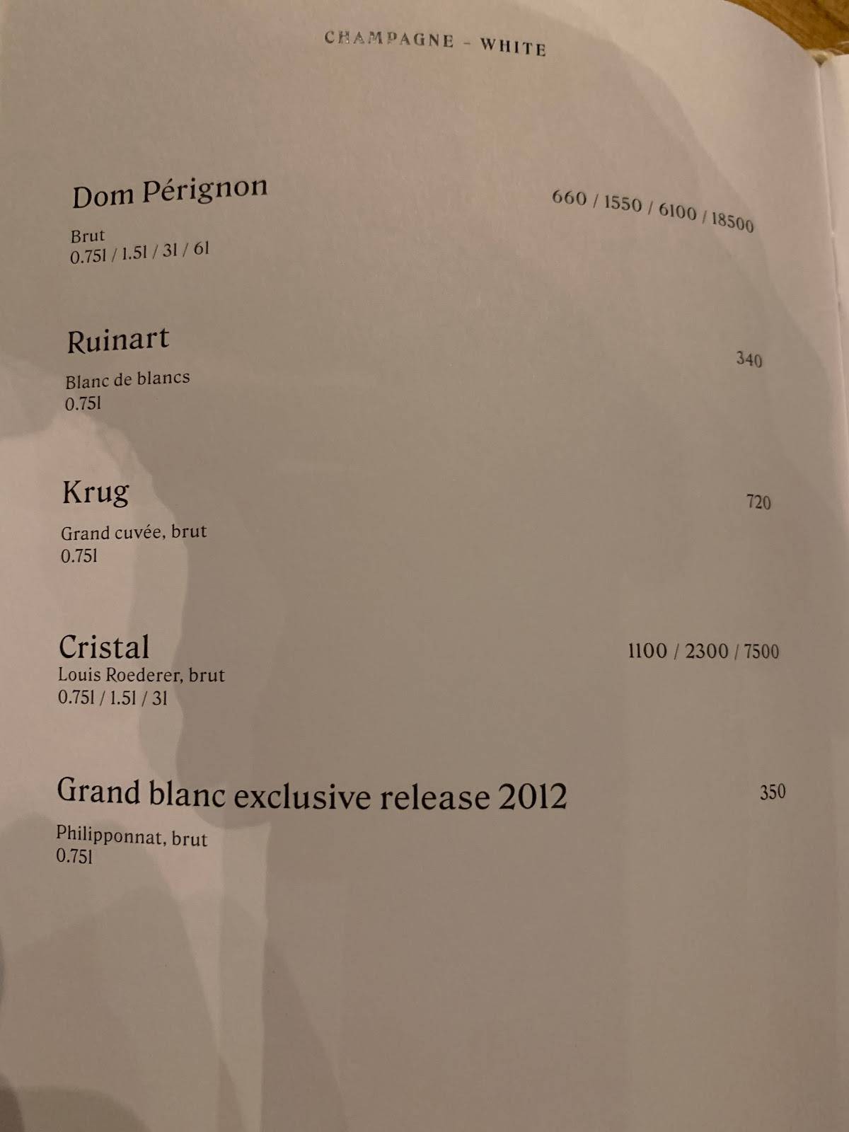 Menu at Scorpios, Mikonos