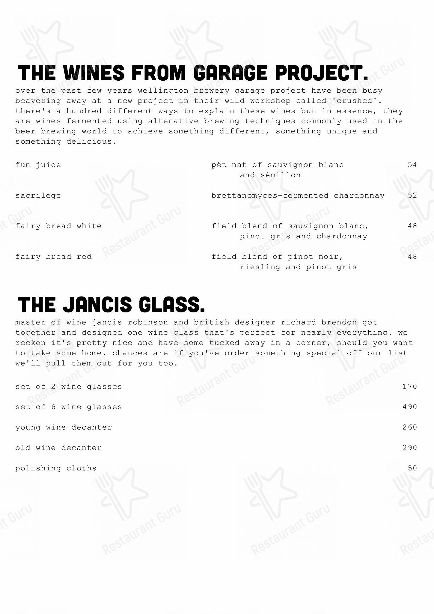 Menu at Scotch Wine Bar & Wine Shop, Blenheim