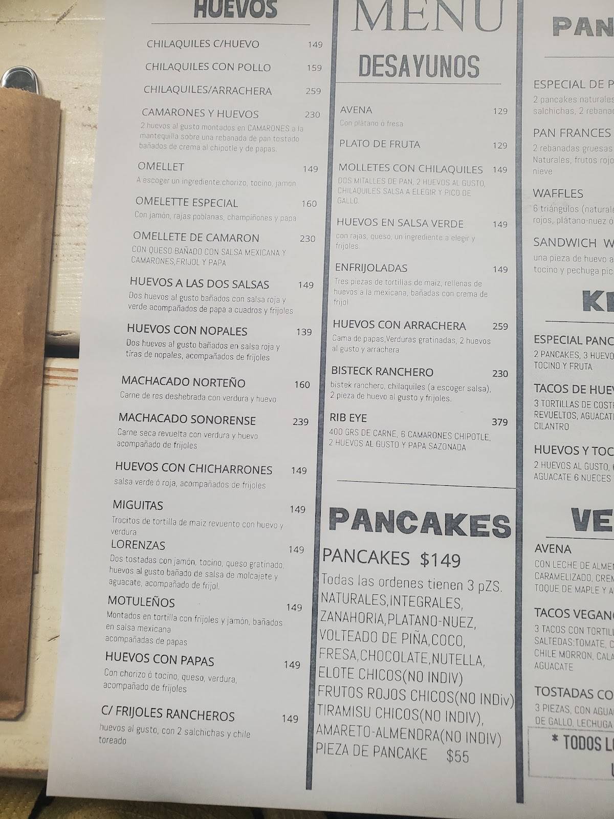 Menu at Segundo Piso Restaurant, Mexicali