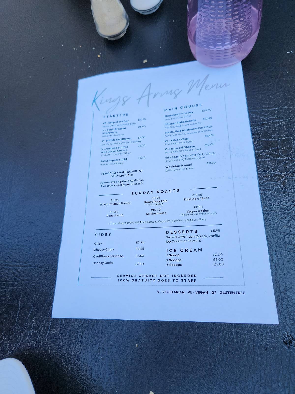 Menu at The Kings Arms pub & bar, Sevenoaks